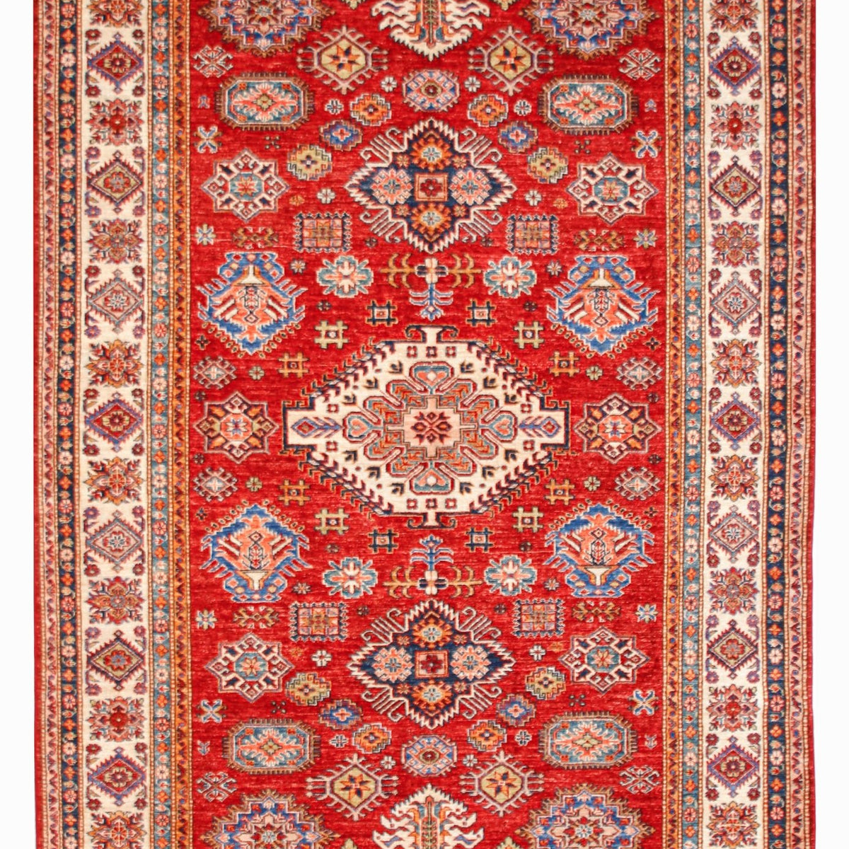 Handmade Afghan Super Kazakh Rug | 286 x 198 cm | 9'5 x 6'6" – Najaf Rugs