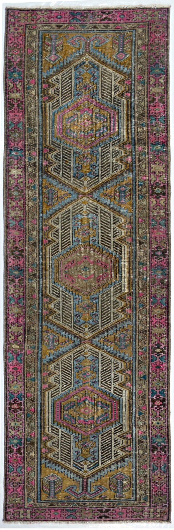 Handmade Vintage Persian Hallway Runner | 324 x 101 cm | 10'7" x 3'4"