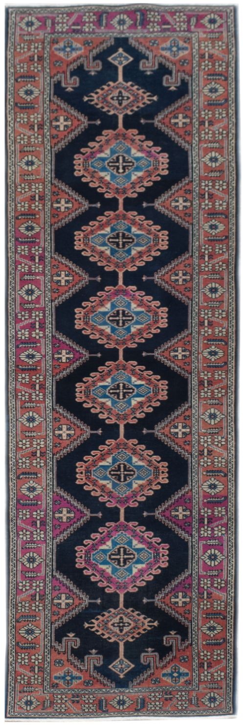 Handmade Vintage Persian Hallway Runner | 337 x 88 cm | 11'1" x 2'11"